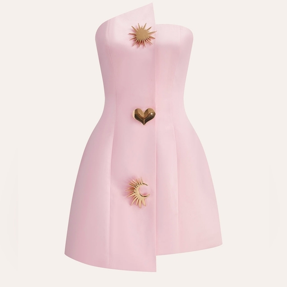 Commense | Dresses | Commense Satin Asymmetrical Embellished Strapless ...